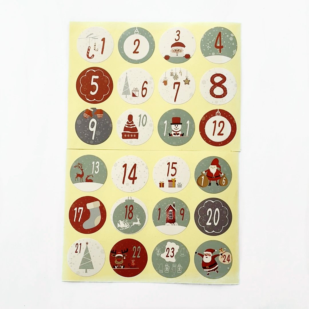 Sticker für Adventskalender / Sticker calendario de adviento 1-24 (∅ 2