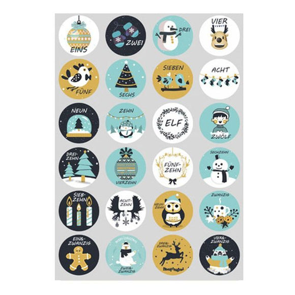 Sticker für Adventskalender / Sticker calendario de adviento 1-24 (∅ 4