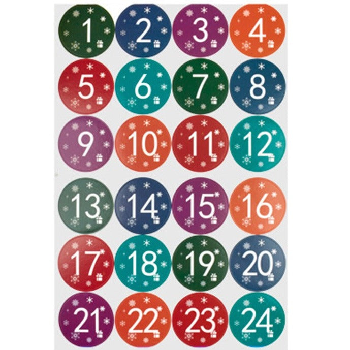 Sticker für Adventskalender / Sticker calendario de adviento 1-24 (∅ 4